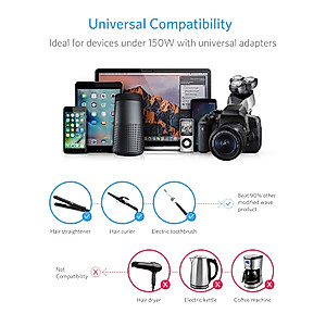 BESTEK Universal Voltage Converter, [Pure Sine Wave] Travel Power Converter Adapter for Hair Straightener/Curler, 100-240V to 110V Travel Adapter with Fast USB (Grey)