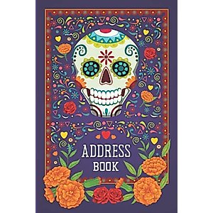 Address Book | Sugar Skull Purple: Small Address Book with Alphabetical Tabs to Record Phone Numbers, Addresses, Emails, Birthdays and Notes