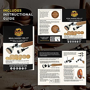 Dura-Gold Bowl Sander Tool Kit with 1" & 2" Hook & Loop Backing Pads, 50 Sanding Discs - Dual Bearing Head, Hardwood Handle, 1/4" Mandrel - 60, 80, 120, 220, 320 Grit Sandpaper - Sand Wood Woodworking