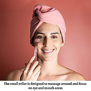 4-in-1 Jade Roller and Gua Sha Set. Rose Quartz Roller with Eye Massager, Jade Gua Sha, Ridged Roller Massager. Jade Roller For Face Real Jade 100% Jade Stone Roller. Facial Massager Ice Roller