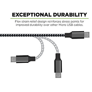 ZOMTOP[3 Pack 10FT PS4 Controller Charger Charging Cable Nylon Braided Micro USB High Speed Data Sync Cord Compatible with Playstation 4,PS4,Xbox One S/X Controller, Android Phones (White&Red&Blue)