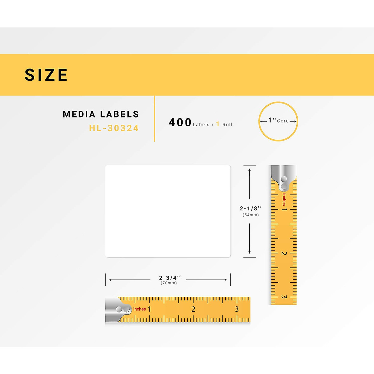 HOUSELABELS Compatible DYMO 30324 Media Labels (2-1/8" x 2-3/4") Compatible with Rollo, Some DYMO LW Printers, 6 Rolls /2400 Labels