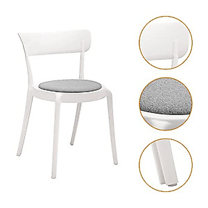 CangLong Armless Bistro Dining Chair-Set of 2, Premium Plastic with Upholstered Seat, White + Grey