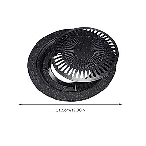 Cabilock Portable Stove Korean Grill Pan Cast Iron Non Stick Indoor Grill Stovetop Plate Round Barbecue Pan Korean Style BBQ Plate Table BBQ Korean BBQ Grill Pan Cheesecake Pan