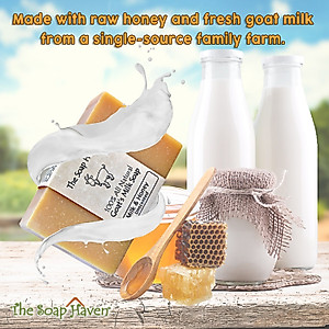 4 Goat Milk Soap Bars with Honey - Handmade in USA. All Natural Soap, Unscented, Fragrance Free, Fresh Goats Milk. Wonderful for Sensitive Skin and Babies. SLS, Paraben, GMO-Free