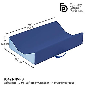 Factory Direct Partners 10421-NVPB SoftScape Ultra-Soft Daycare Baby and Infant Contoured Changing Pad, Non-Slip Bottom, Built-in Handle Easy to Transport Travel - Navy/Powder Blue