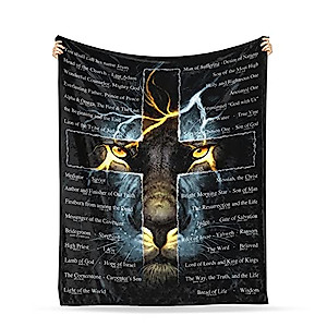Bible Verse Throw Blanket Lion Throw Blanket 50x60 Inch Ultra-Soft Micro Fleece Blanket Religious Blanket Christian Blanket Gifts for Women Men Home Living Room Decoration for Kids Adults