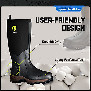 TIDEWE Rubber Neoprene Boots Men And Women, Waterproof Sturdy 6mm Neoprene Boot, Rain Boot Hunting Boot Arctic Outdoor Boot Men Size 11 Black