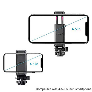 ULANZI Universal Phone Tripod Mount with Cold Shoe Mount, Rotates and Adjustable Clamp Holder Smartphone Clip Adapter for iPhone 11 Pro Max X XR Xs Max 8 7 Plus Samsung Galaxy s10 s9 Note10 Google