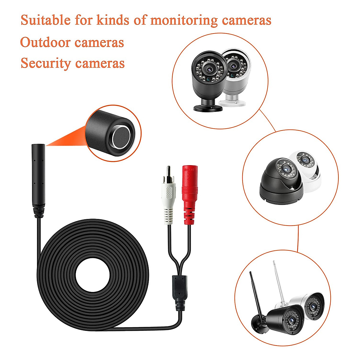 Dacheng xiaochen CCTV Microphone, High Sensitive Security Camera Microphone CCTV Audio Pickup Device Mic with 60 Ft Cable, 3.5mm PickupAPMic-60ft 0