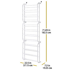Whitmor Over The Door Shoe Rack, 36 Pair, White