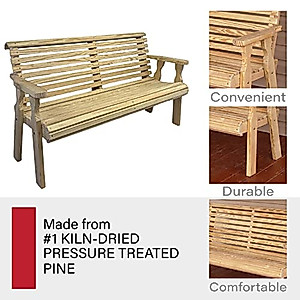 CAF Amish Heavy Duty 800 Lb Roll Back Pressure Treated Garden Bench (5 Foot, Unfinished)