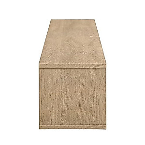 Walker Edison Modern Rattan Flip-Down-Door Wall-Mounted Floating Stand for TVs up to 80 Inches, 70 Inch, Coastal Oak