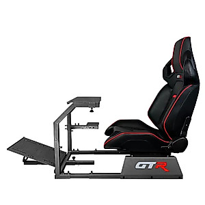 GTR Simulator GTA Model Majestic Black Frame with Adjustable Leatherette Pista Racing Seat Racing Driving Gaming Simulator Cockpit Chair (Pista-Black/Red)