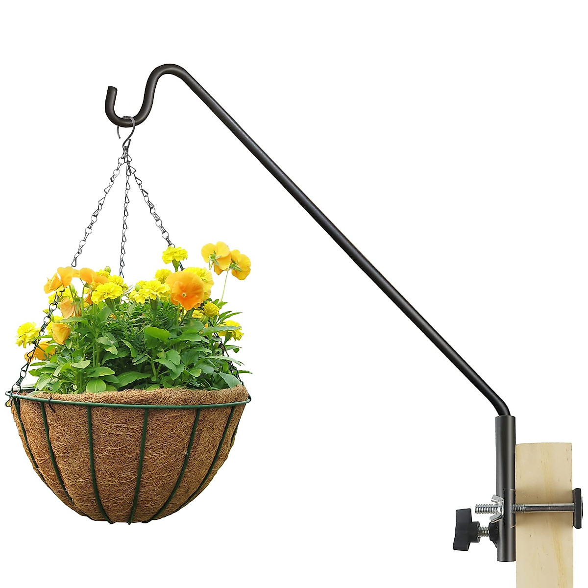 ERYTLLY Extended Rail Hook Fence Deck Heavy Duty Bird Feeder Hook 360 Degree Rotary and Length Adjustable Plant Bracket for Bird Feeders, Planters, Suet Baskets, Lanterns, Wind Chimes and More