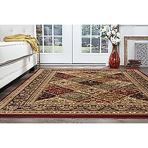 Princeton Traditional Oriental Red Octagon Area Rug, 5' Octagon