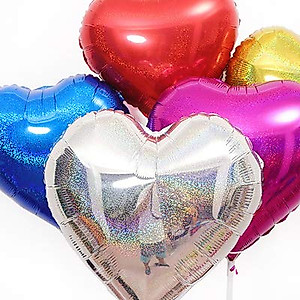 AnnoDeel 15pcs Heart Foil Balloon, 18inch Blue Gold Green Heart shap Mylar balloons for Romantic Love Wedding Birthay Party Decorations