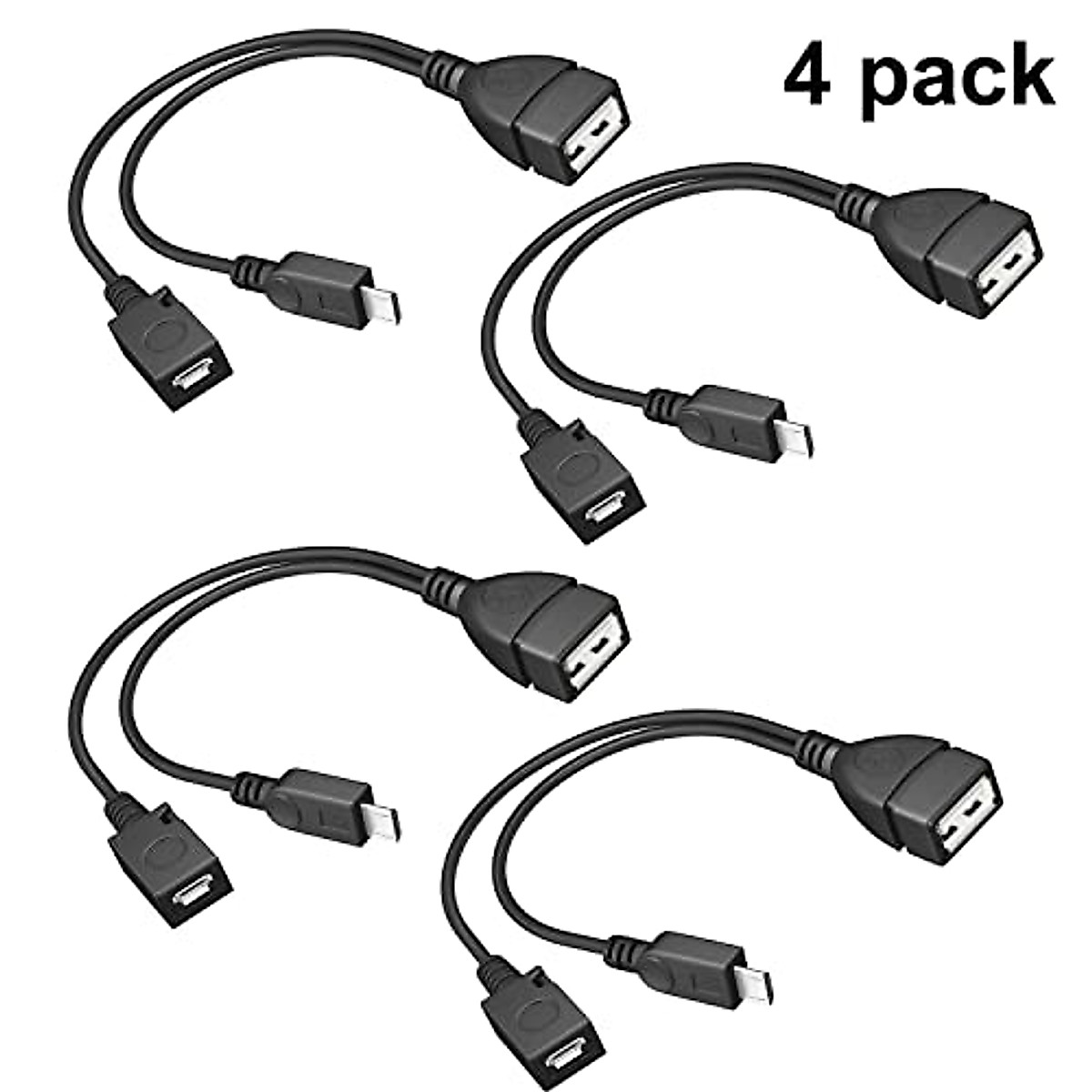 ANDTOBO Micro USB OTG Adapter with Power for Host Devices/Fire Stick etc - 4 Pack