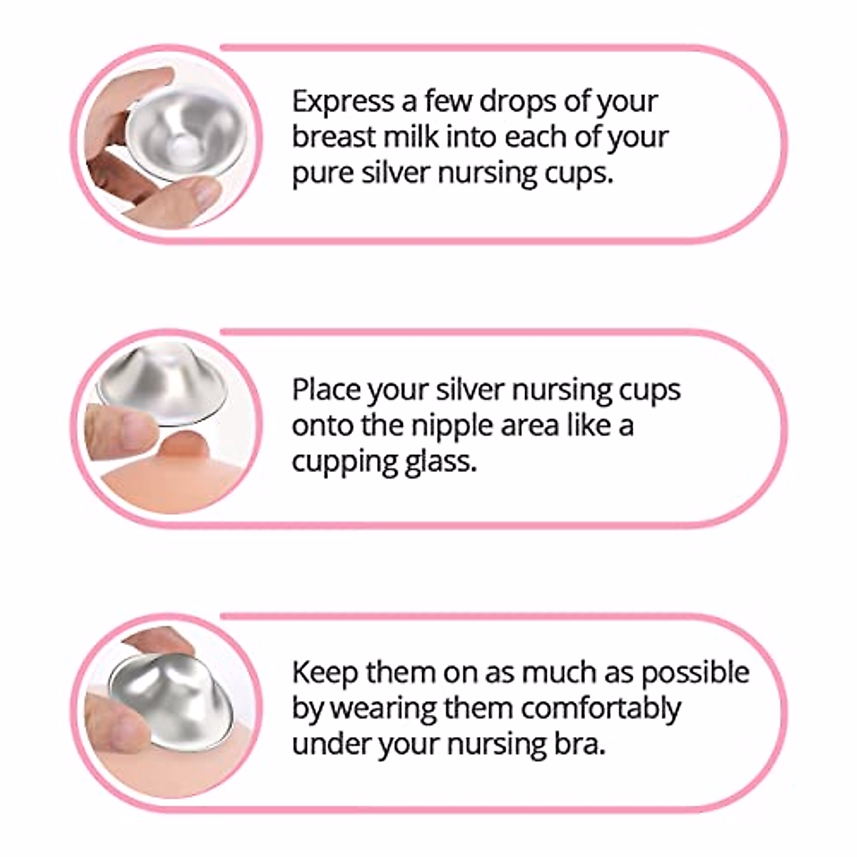Silveriumom The Original Silver Nursing Cups - Nipple Shields for Nursing Newborn - 100% Pure Silver 999 Silver and Handmade - Nipple Covers Breastfeeding