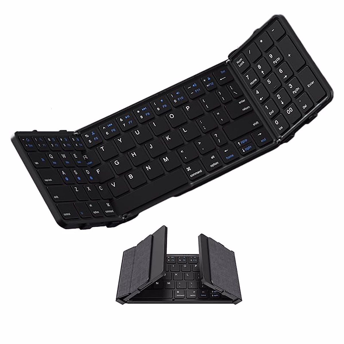 Blesid Foldable Bluetooth Keyboard with Number pad, Seamless, Ultra Light(8.3oz) Full Size Folding Wireless Keyboard with Numeric keypad, Windows, Mac OS, iOS, Android, Tablets, Laptops, PC
