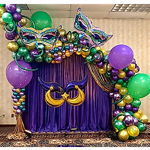 114 PCS Mardi Gras Balloons Party Decoration Large Sized Mardi Gras Mask Foil Balloons Moon Star Foil Balloons for Mardi Gras Birthday Baby Shower Masquerade New Orleans Party