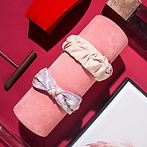 Justsoso Headband Holder Organizer, Soft Velvet Tower Hairband Stand Display, Vertical Hair Hoop Accessories Jewelry Storage for Women Girls (Peach Velvet)