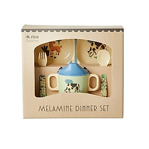 RICE - Melamine baby dinner set in gift box blue