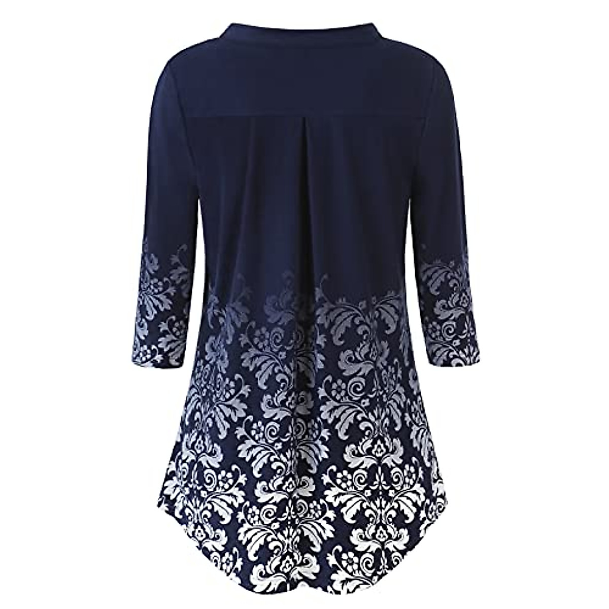 BAISHENGGT Womens Tunic Shirts 3/4 Sleeve Tops Blouses XX-Large Blue Floral