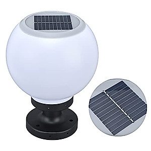 Solar Globe Column Light, Round Ball Waterproof Solar Outdoor Column Lamp Villa Fence LED Post Light Courtyard Garden Lawn Street Lights External Landscape Patio Pillar Lighting Fixture, Solar Gl