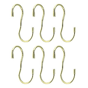 Faotup 6PCS Gold Iron Closet Rod Hooks for Bags,S Shaped Hooks for Closet,Purse Hanger Hooks,Gold Closet Rod Hook,Closet Rod Hooks for Hanging,Purse Hanger for Closet,4.29×2.24×2.12inches