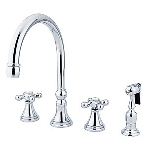 Kingston Brass KS2791AXBS Governor Deck Mount Kitchen Faucet with Brass Sprayer, 8-1/4-Inch, Polished Chrome