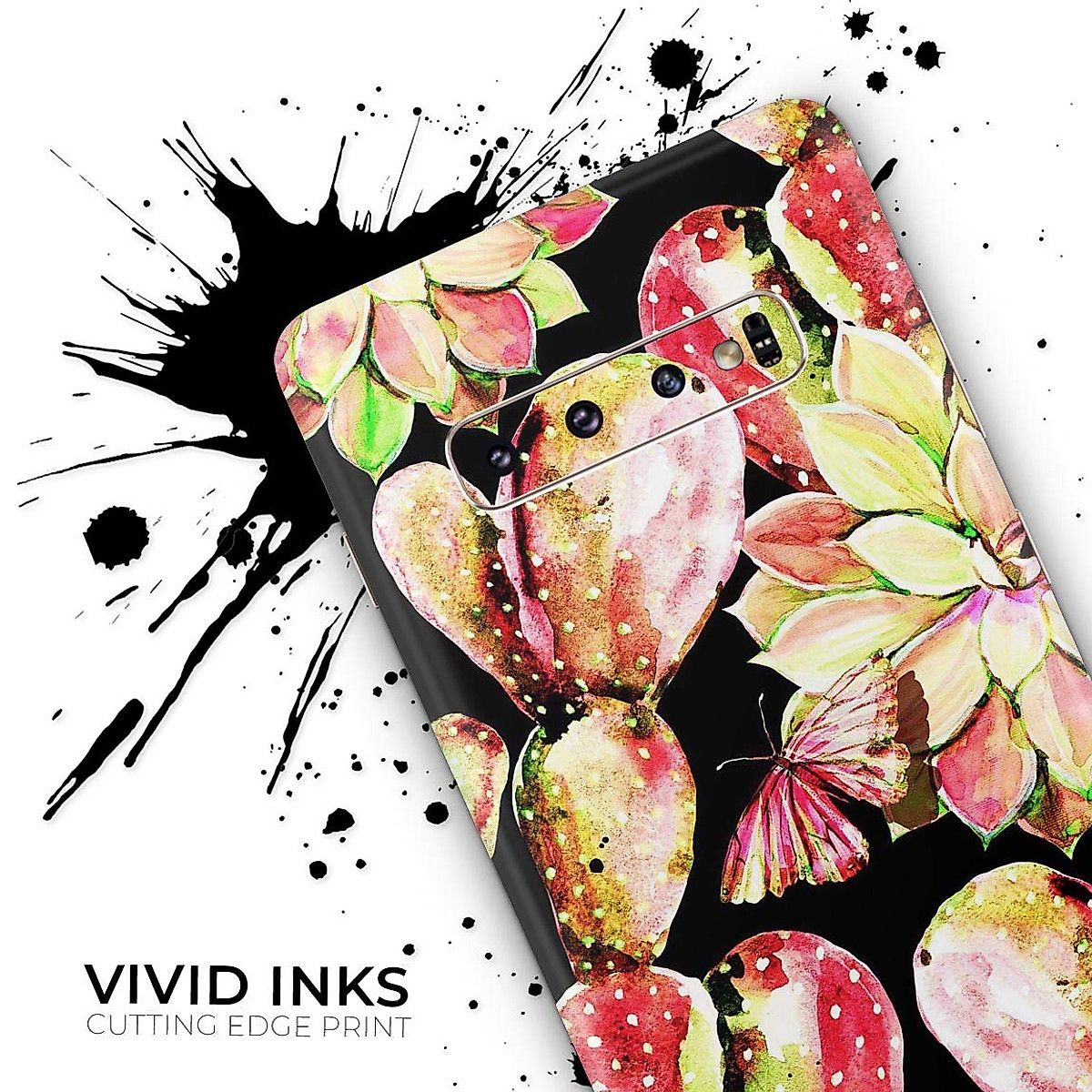 DesignSkinz Watercolor Cactus Succulent Bloom V5 Protective Vinyl Decal Wrap Skin Cover Compatible with The Samsung Galaxy S20 (Screen Trim & Back Glass Skin)