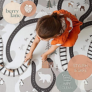 Berry Lane Baby Play Mat | Large 6.5 ft x 4.5 ft One-Piece Reversible Foam Floor Playmat | Tummy Time | Extra Soft & Thick | Non-Toxic | for Infants, Babies, Toddler, and Kids