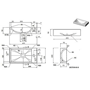 Wash Basin 15.7"x8.7"x3.5" SMC White,Durable Bathroom Wash Basin with Faucet Hole for Countertop or DropIn Installation Bath Fixtures，Bathroom Sinks