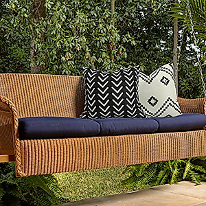 famibay Boho Outdoor Pillow Covers 18x18 Waterproof Black Beige Patio Throw Pillow Covers Outside Pillow Covers Decorative Square Burlap Cushion Cases Pillow Covers for Patio Garden Porch(Set of 4)