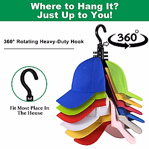 ZDDGNN Hat Organizer for Baseball Caps Holds Up to 32 Caps, Baseball Hat Storage Organizer, Hat Racks for Baseball Caps Wall for Hanger & Room Closet Display, door and wall,Hat Holder with Hook