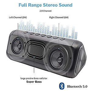 YPWA Bluetooth Speaker,High Power 12W,36 Hours Playback Time (Built-in 5000mAh Battery)