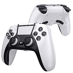 UeeVii Wireless PS4 Controller with Strike Pack, Game Controllers for Playstation 4/PS4 Pro/PS4 Slim with Back Paddles for Custom Mapping Dual Shock Six-axis Audio Touch Pad Function 1000mAh Battery