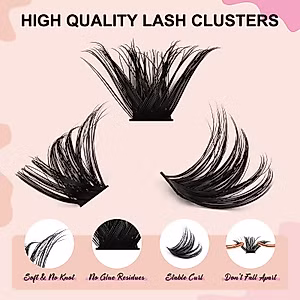 Lash Clusters 144 Pcs, Crislashes Cluster Lashes D Curl 12-18mm Mixed Fluffy Eyelash Clusters Wispy Manga Lashes Look Reusable at Home Lash Extension (Fluffy,D curl 12-18mm)