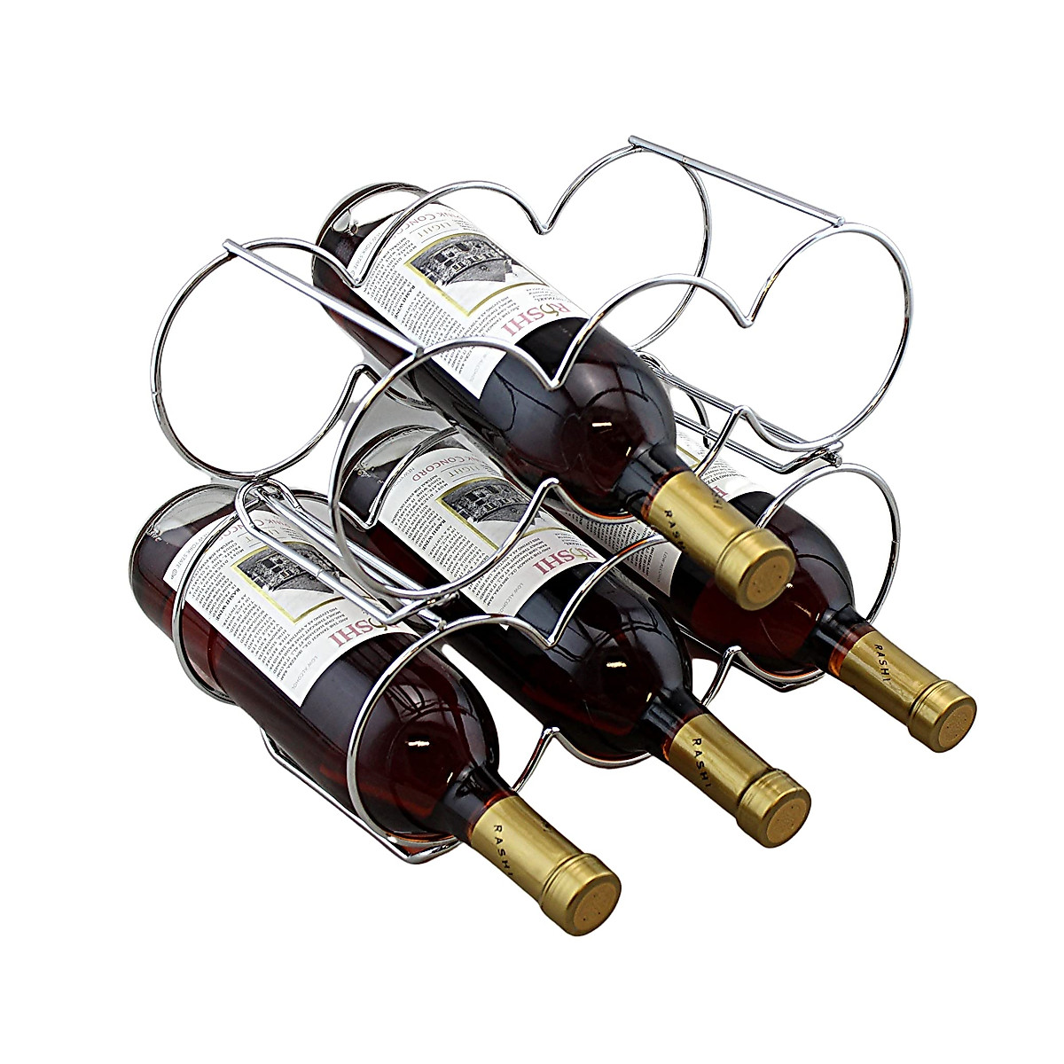 Stackable Table Top Wine Rack Bottle Holder (Silver)