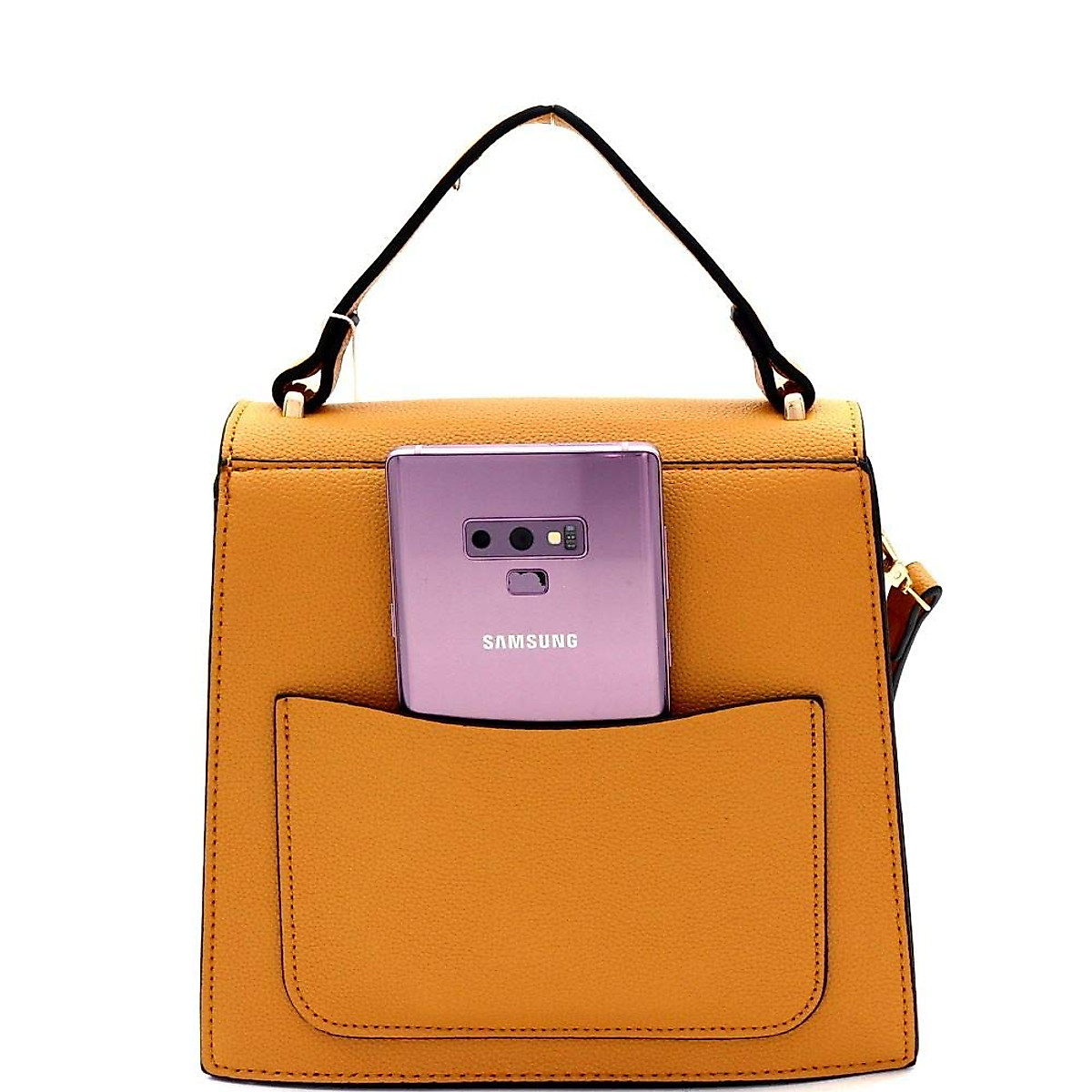 Tassel Top-Handle Structured Vegan Leather Medium Satchel Shoulder Bag Crossbody