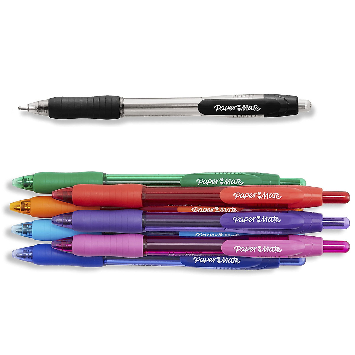 Paper Mate 1960662 Profile Retractable Ballpoint Pens, Assorted Colors, 8-Count