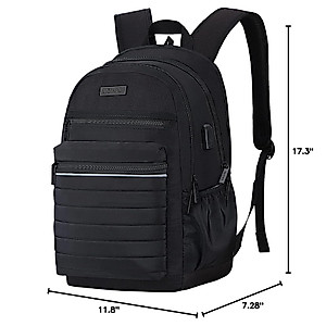 KEOFID Anti-thief travel laptop backpack with USB charging port for men and women,school bookbag for college girls and boys,(Full black)