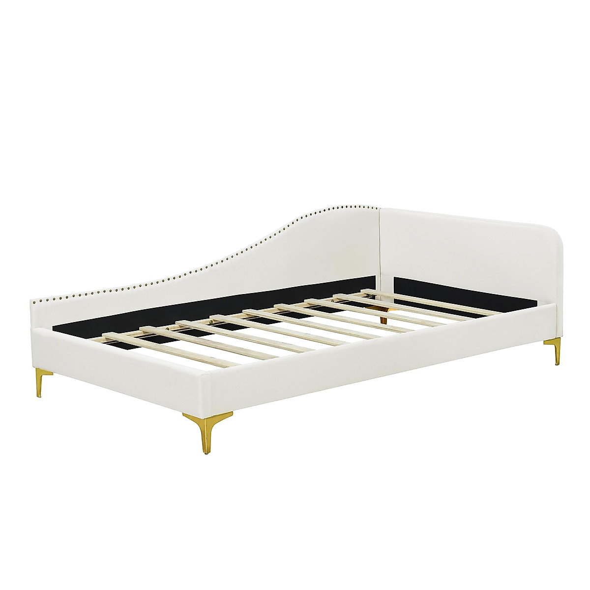 Upholstered Twin Size Daybed with Headboard and Armrest, Wooden Daybed with Sturdy Support Legs for Bedroom, Living Room, Easy Assembly (Beige, Twin)