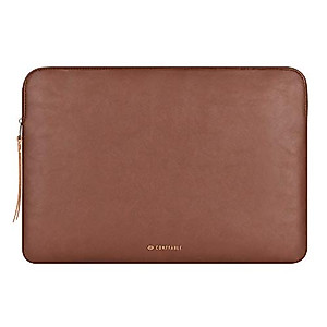 Comfyable Tablet Sleeve Compatible for iPad Pro 12.9 inch M2 2022 M1 2021 2020 with Smart/Magic Keyboard with Pencil Holder - PU Leather Bag Waterproof Slim Protective Cover Case - Brown
