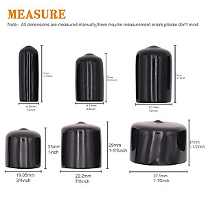54pcs Black Pipe Post Bolt Screw Rubber Thread Protector Cover Vinyl tube End Caps,Assorted 1/4-inch to 1 1/2-inch-6 sizes