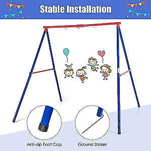 INFANS 1 Seat Swing Stand Set, 2 in 1 Trampoline and Swing Combo, Extra Large A-Frame Swing Stand for Kids and Adult Indoor Outdoor Activity Backyard Playground
