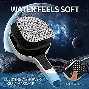 YASINU Handheld Shower Head with Extra Long Hose, 8 Setting Square Detachable Hand Held Spray with Upgrade Button & On Off Switch, 79" Hose - Chrome