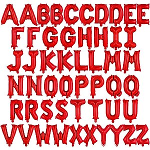 52 Pcs Red Letter Balloons,16 Inch Foil Alphabet Letter Balloons,Letter A-Z Balloons Banner Custom Phrase Balloons for Birthday Party Wedding Anniversary Decoration (Red 2 Set)