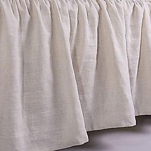 meadow park Washed Linen bedskirt, Queen Size 60" W x 80" L, Drop 16", Super Soft Ruffle, Natural Linen Color